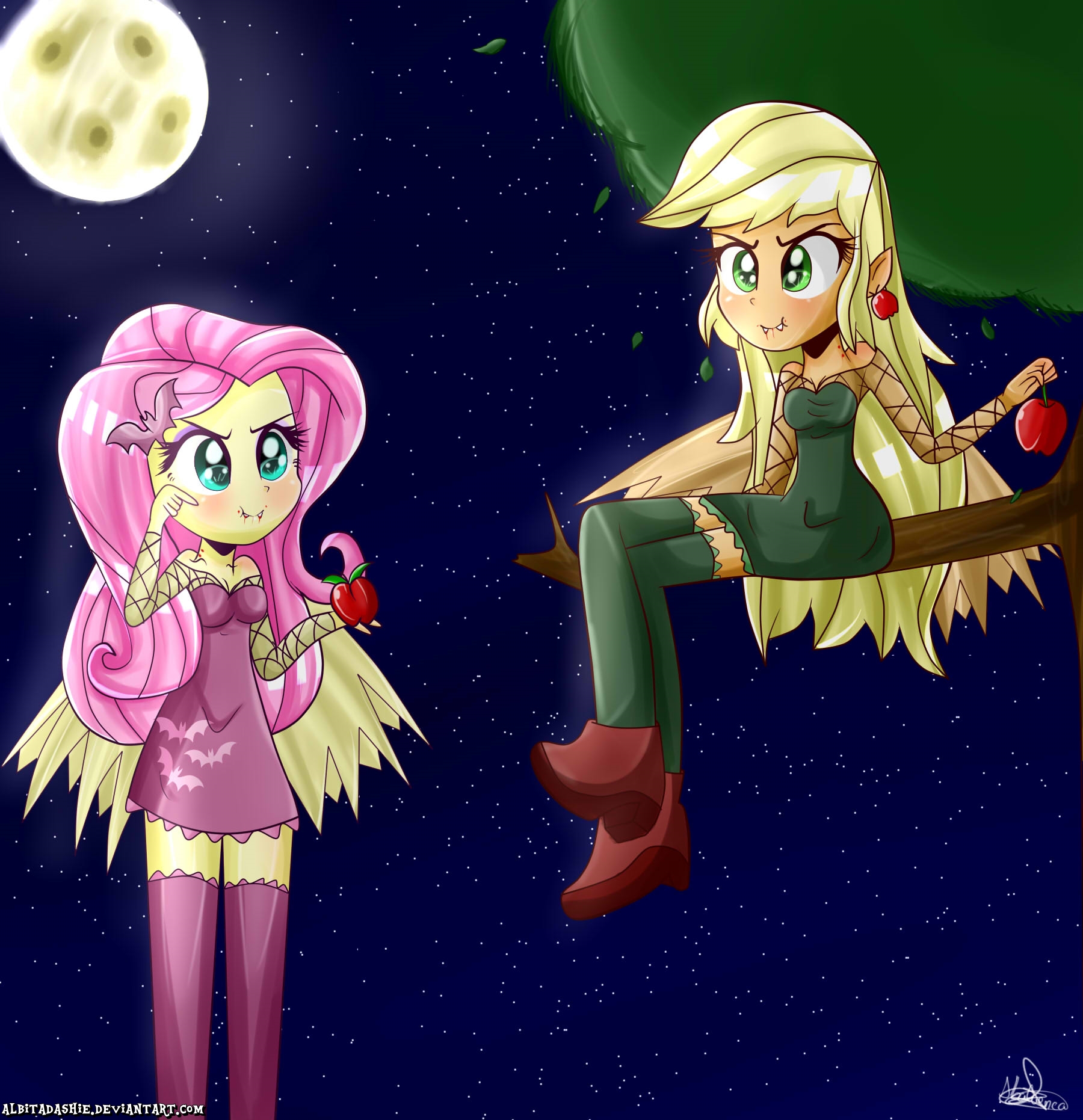 #884994 - suggestive, artist:vixelzf, applejack, fluttershy, bats ...