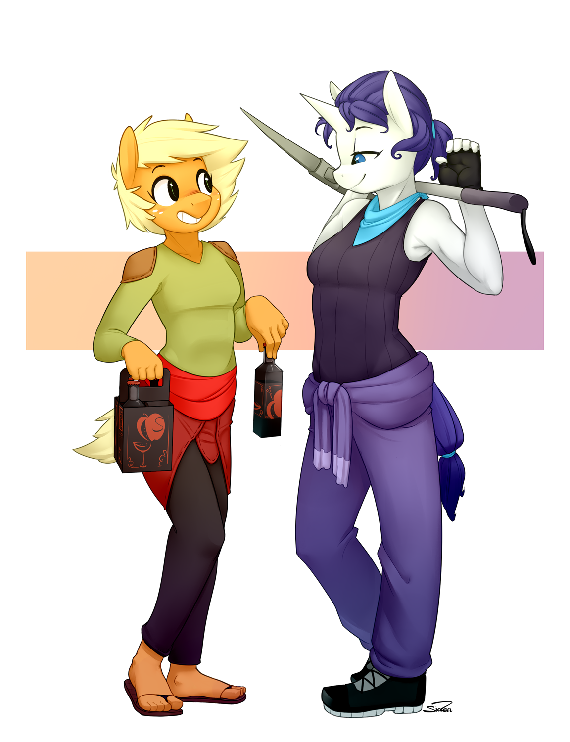 #899059 - safe, artist:siden, applejack, rarity, oc, oc:ivory, oc ...