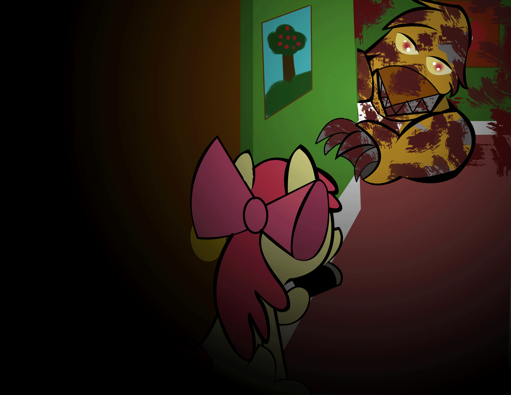 #947069 - grimdark, artist:skyflys, apple bloom, animated, blood, five ...