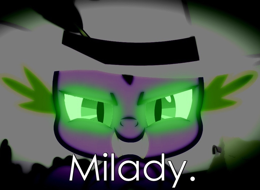 #932184 - semi-grimdark, edit, spike, fedora, glowing eyes, greed, hat ...