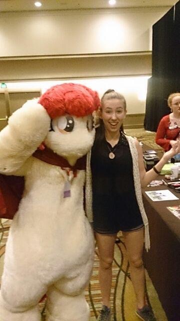 #989328 - safe, apple bloom, clothes, costume, fursuit, irl, michelle ...