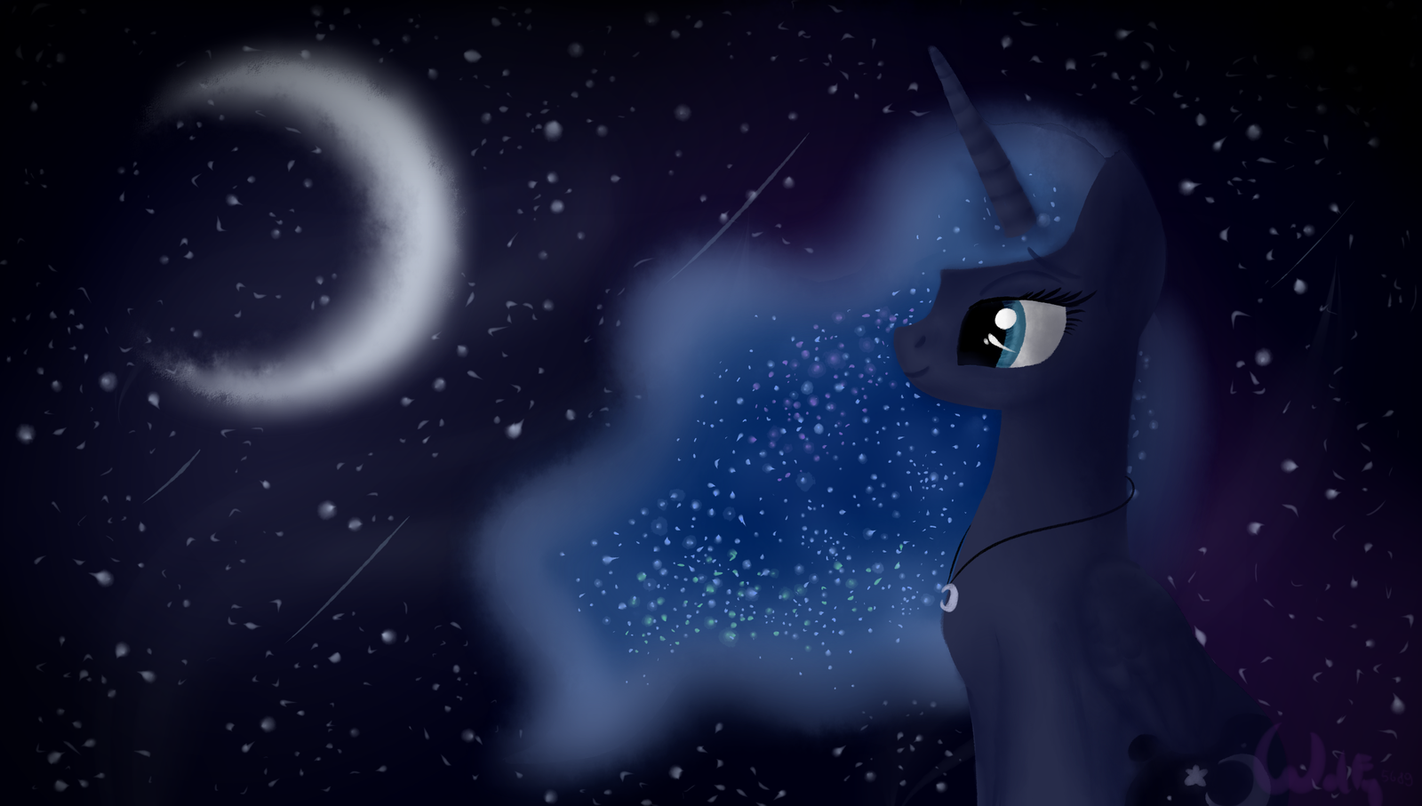#1064716 - safe, artist:wolfy5689, princess luna, pony, female, solo ...