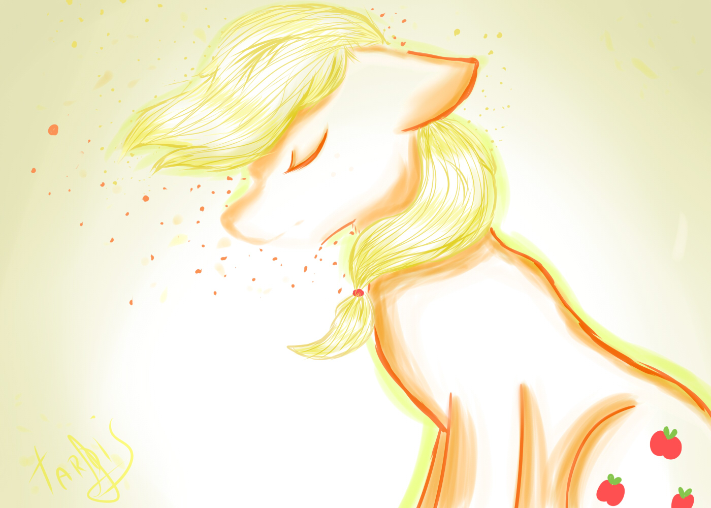 #1283490 - safe, artist:tardisgirlart, applejack, eyes closed, female ...