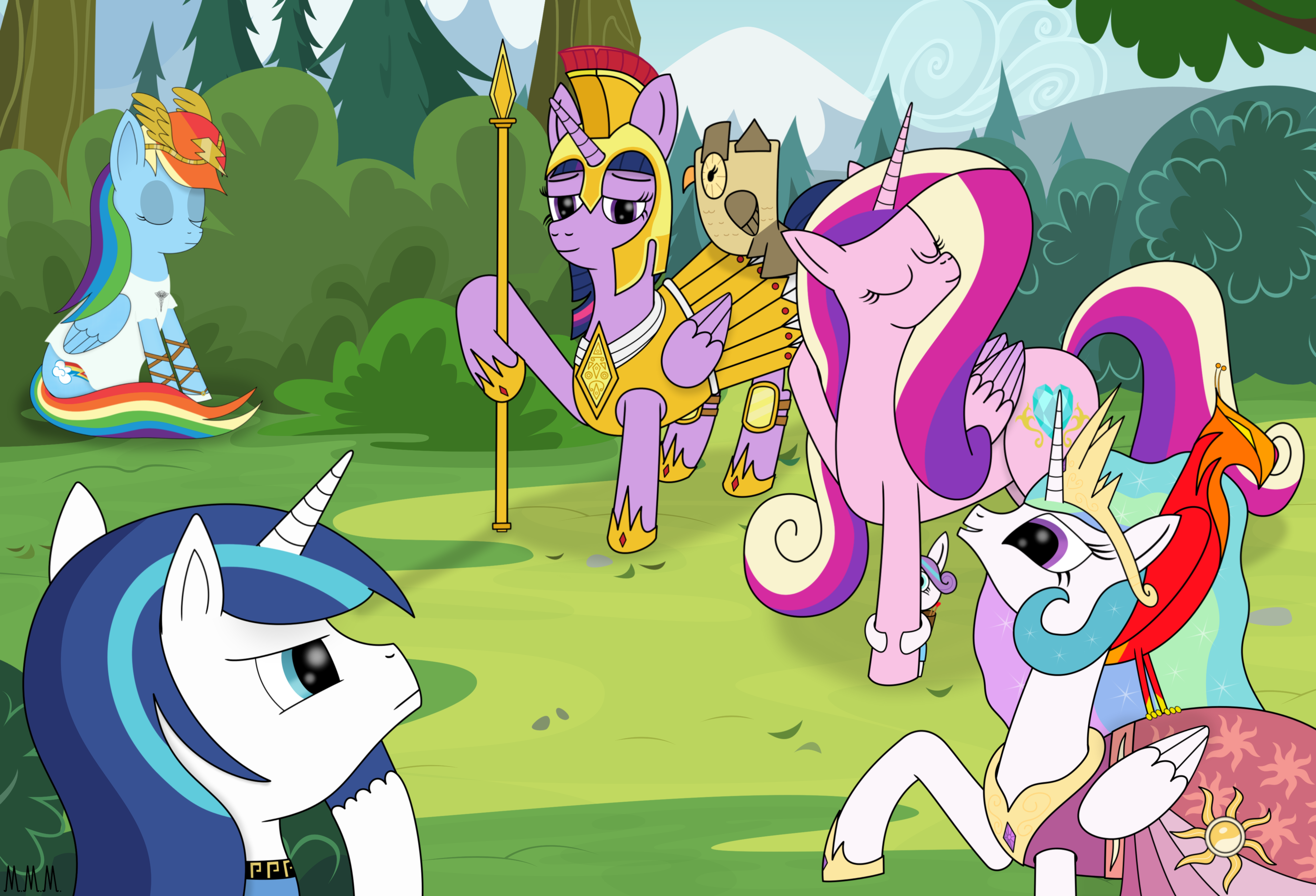 #1294872 - safe, artist:tyto4tme4l, owlowiscious, philomena, princess ...