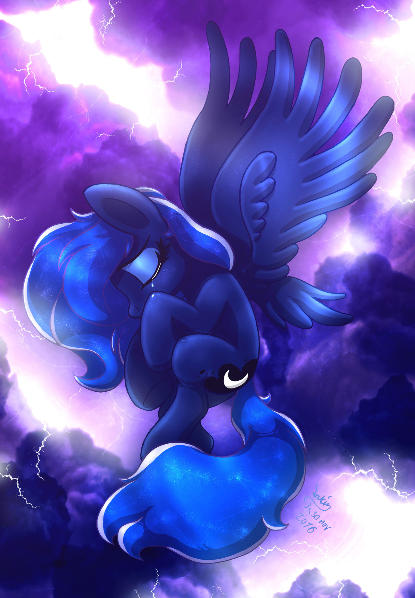 #1307064 - safe, artist:joakaha, princess luna, crying, eyes closed ...