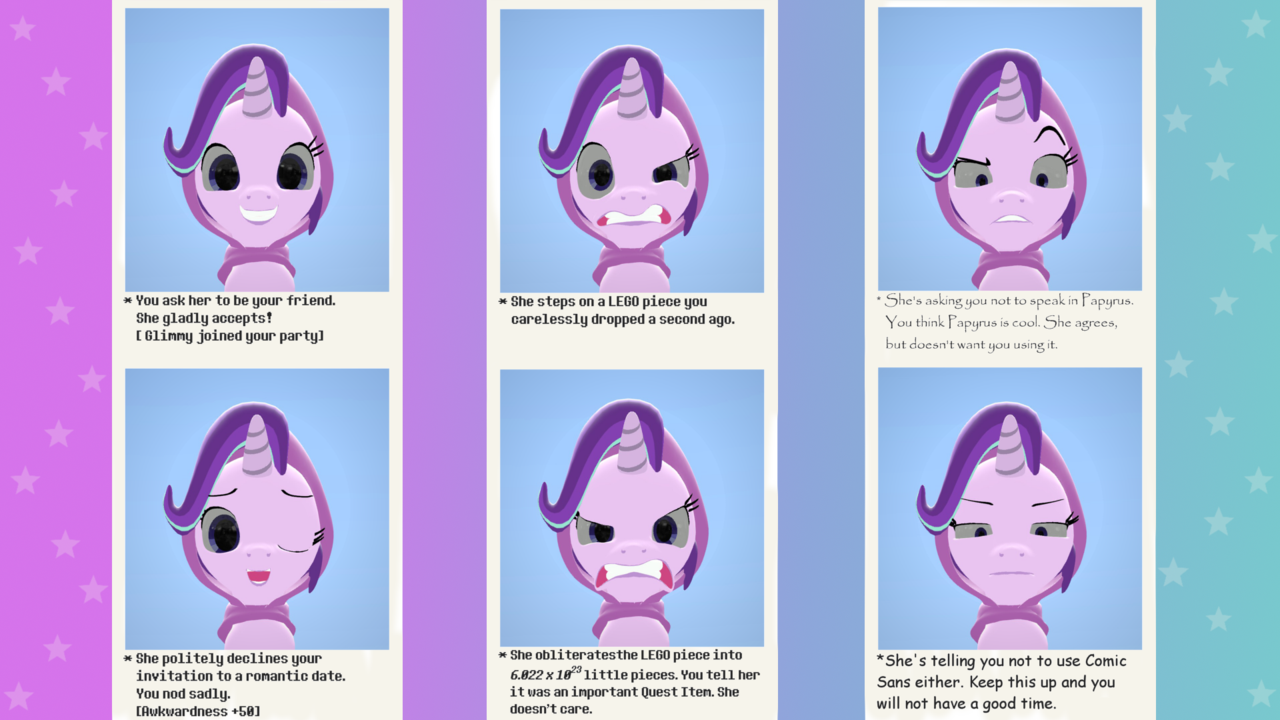 #1318774 - safe, artist:tehwatever, starlight glimmer, g4, 3d, emotions ...