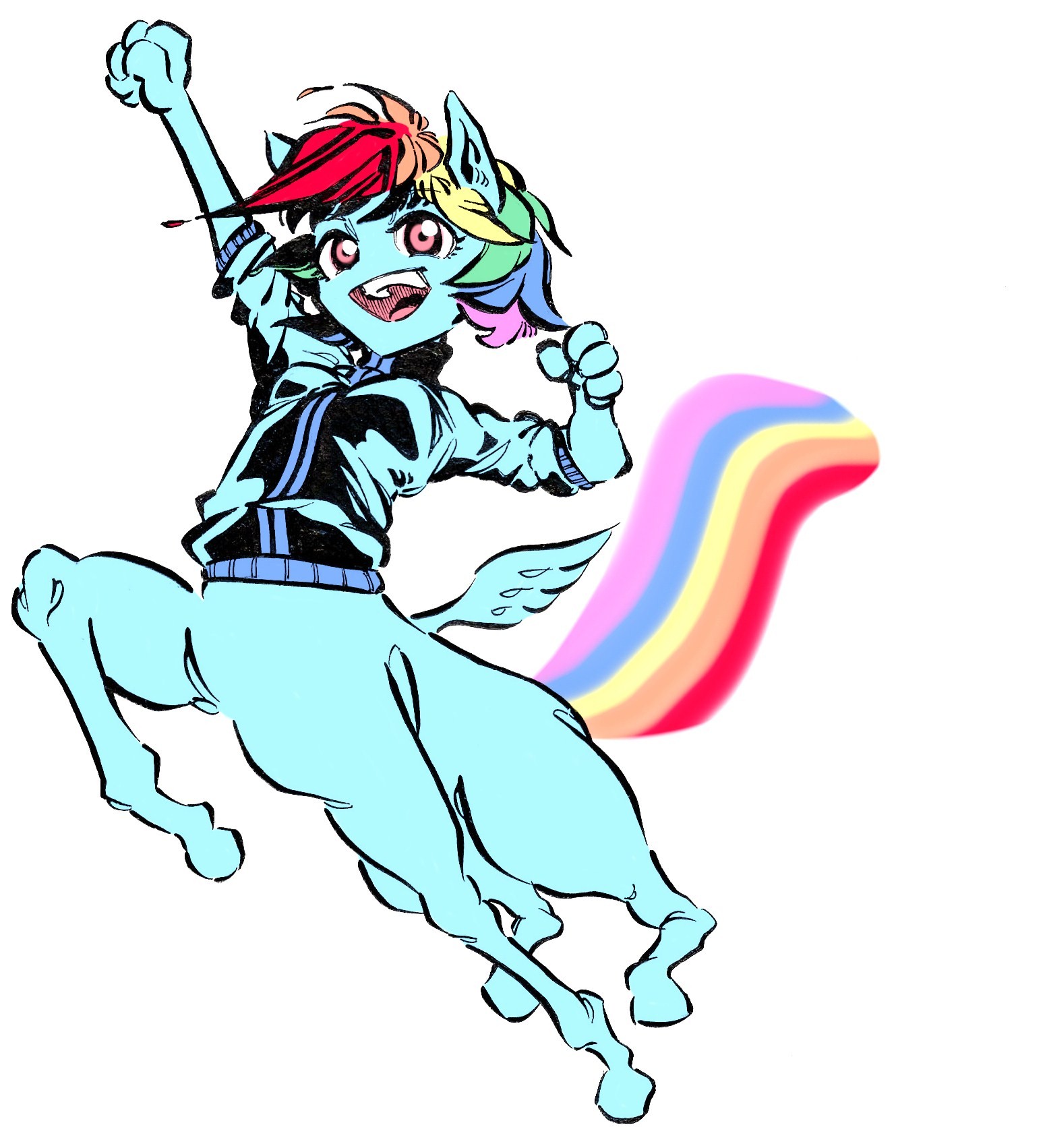 #1141334 - safe, artist:hige_ago, rainbow dash, centaur, taur, anthro ...