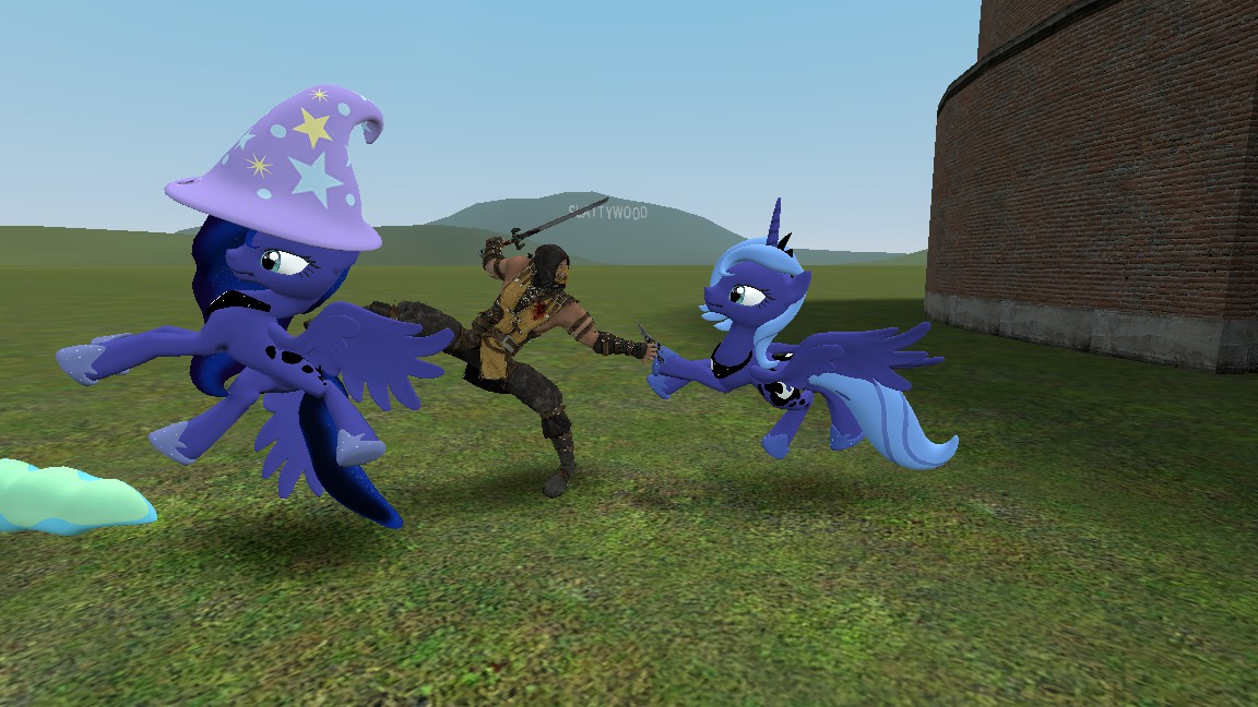 #1141740 - safe, princess luna, scorpion, g4, 3d, gmod, mortal kombat ...