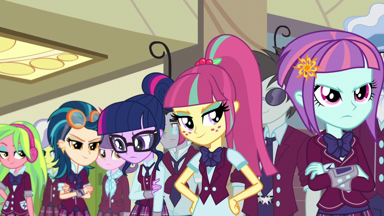 #1154892 - safe, screencap, indigo zap, jet set, lemon zest, neon ...