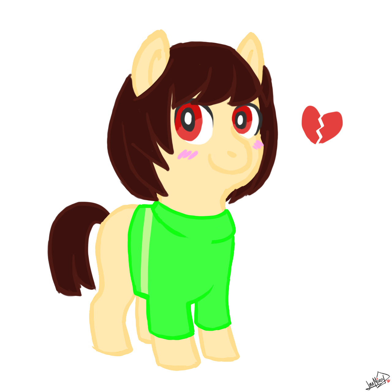 #1147184 - safe, artist:alexyorim, blushing, chara, crossover, cute ...