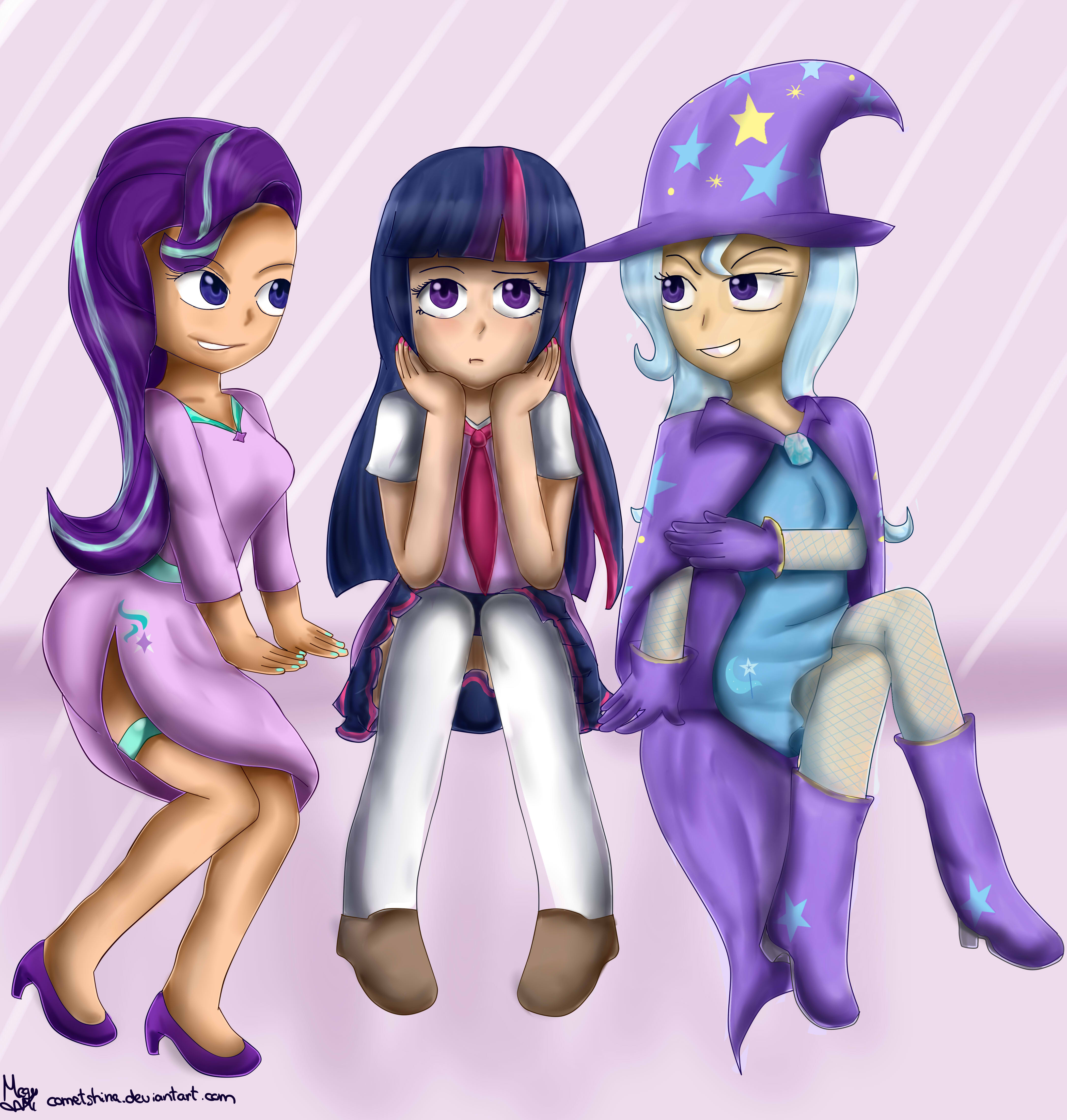 #1190131 - safe, artist:cometshina, starlight glimmer, trixie, twilight ...