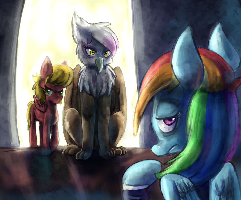 #1190135 - safe, artist:terrac0tta, gilda, rainbow dash, oc, griffon, g4, door - Derpibooru