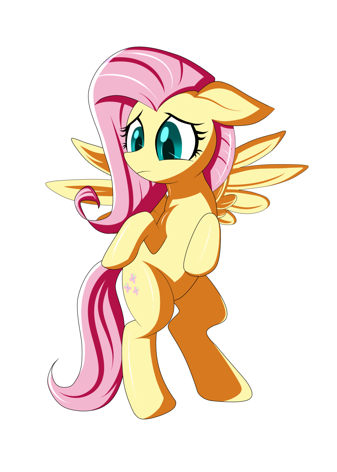 #1172365 - safe, artist:backgrounduser, fluttershy, pony, bipedal ...