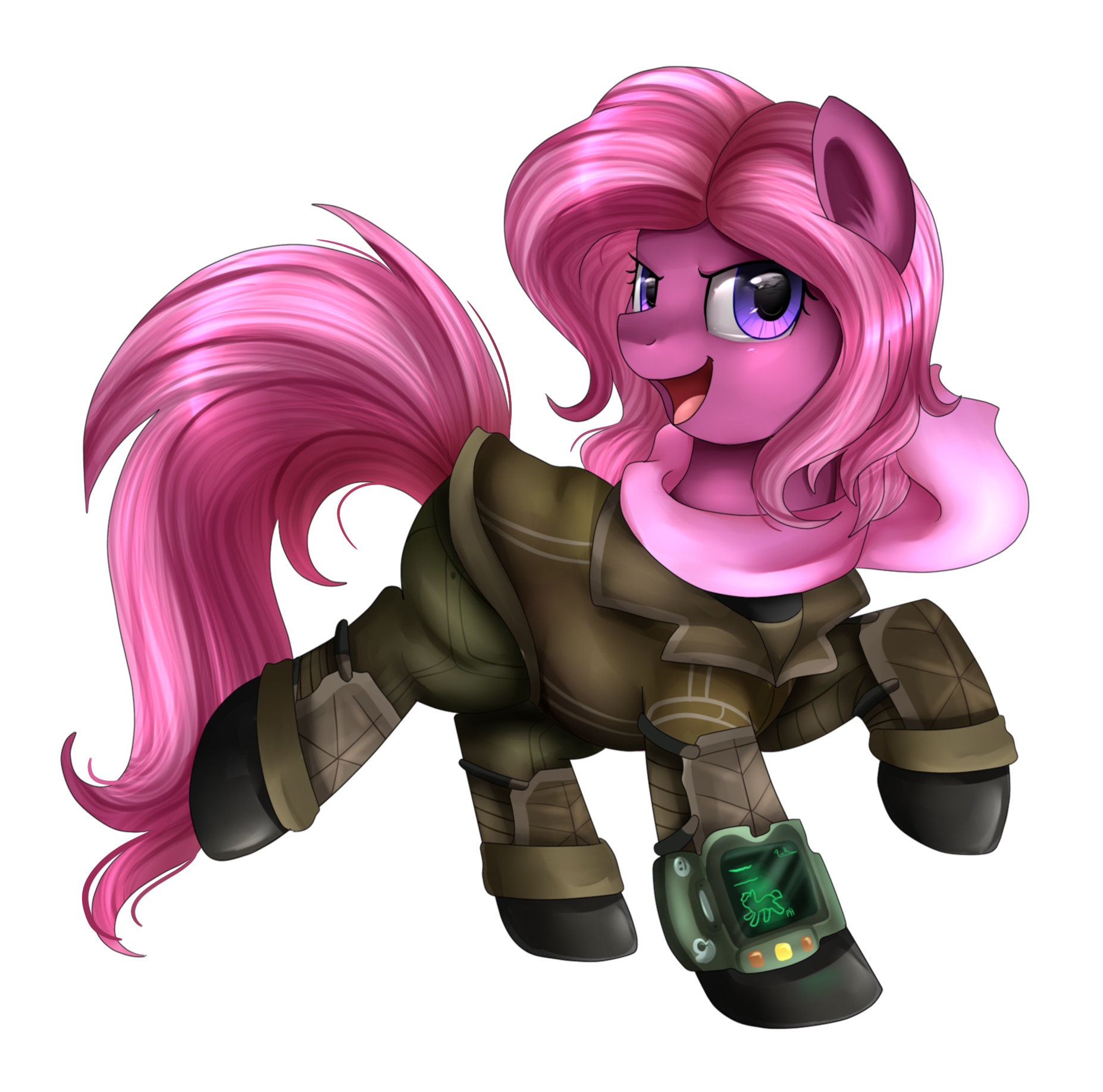#1174579 - safe, artist:pridark, oc, oc only, fallout, pipbuck, power ...