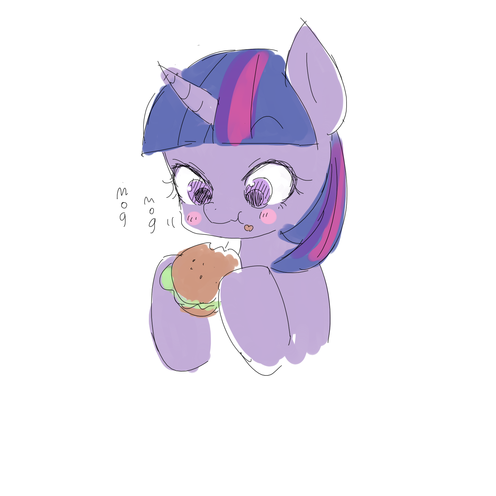 #1196039 - safe, artist:yowal, twilight sparkle, burger, eating, female ...