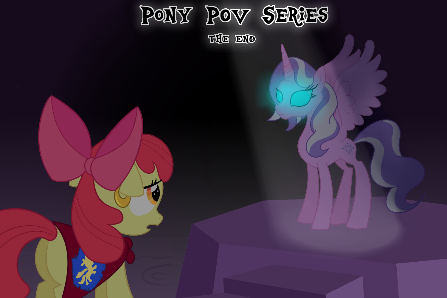 #1237964 - semi-grimdark, artist:creepycurse, apple bloom, diamond tiara, alicorn, pony, pony ...