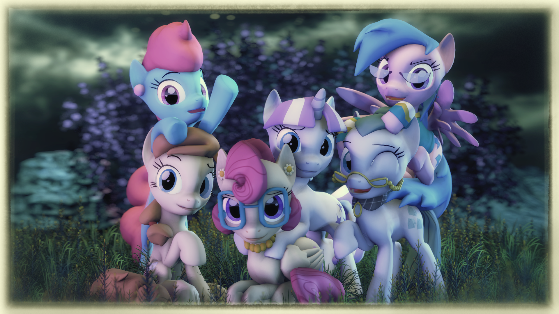 #1219971 - safe, artist:sourcerabbit, cloudy quartz, cup cake, firefly ...