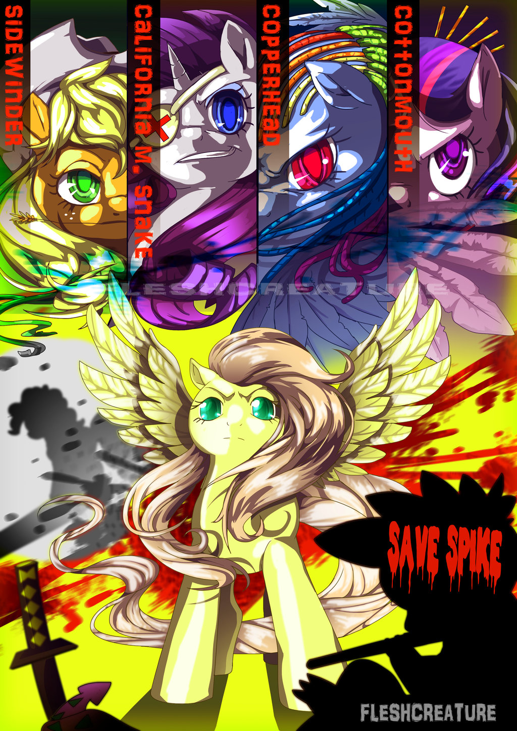 #1246329 - safe, artist:fleshcreature, applejack, fluttershy, pinkie ...