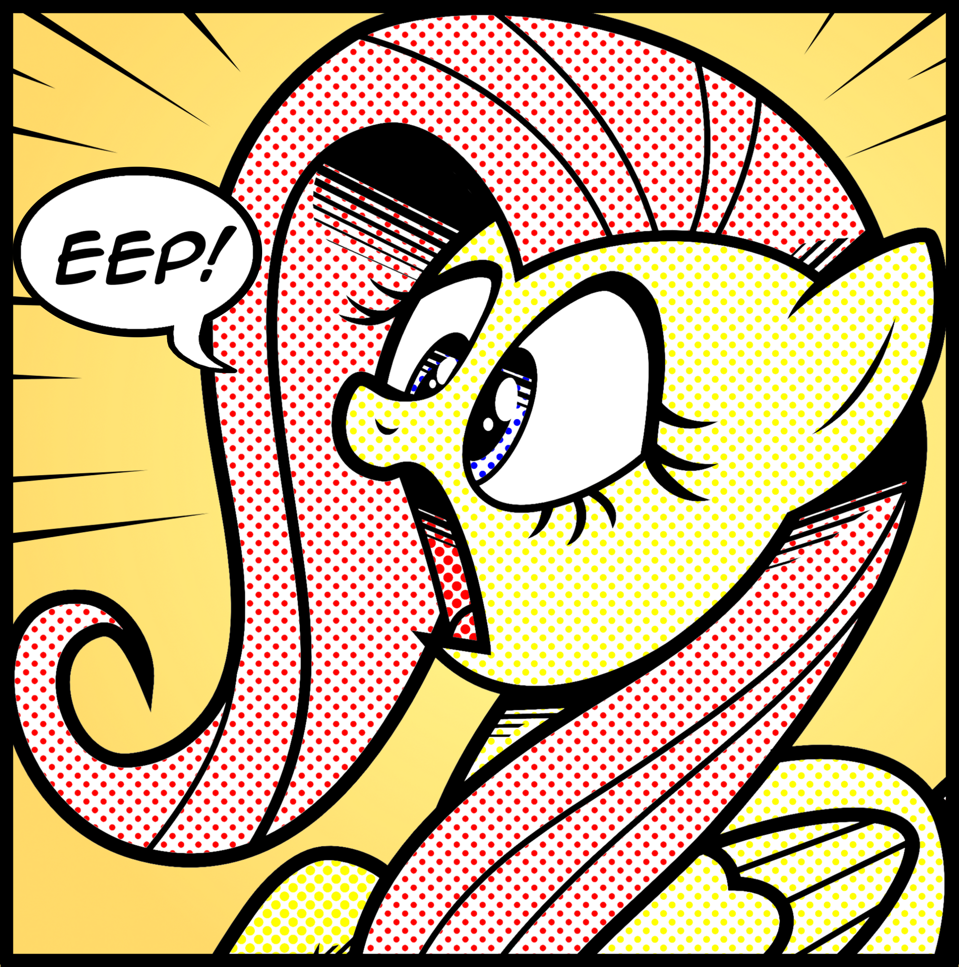 #1249007 - artist:drewdini, ben-day dots, cmyk dots, dialogue, eep ...