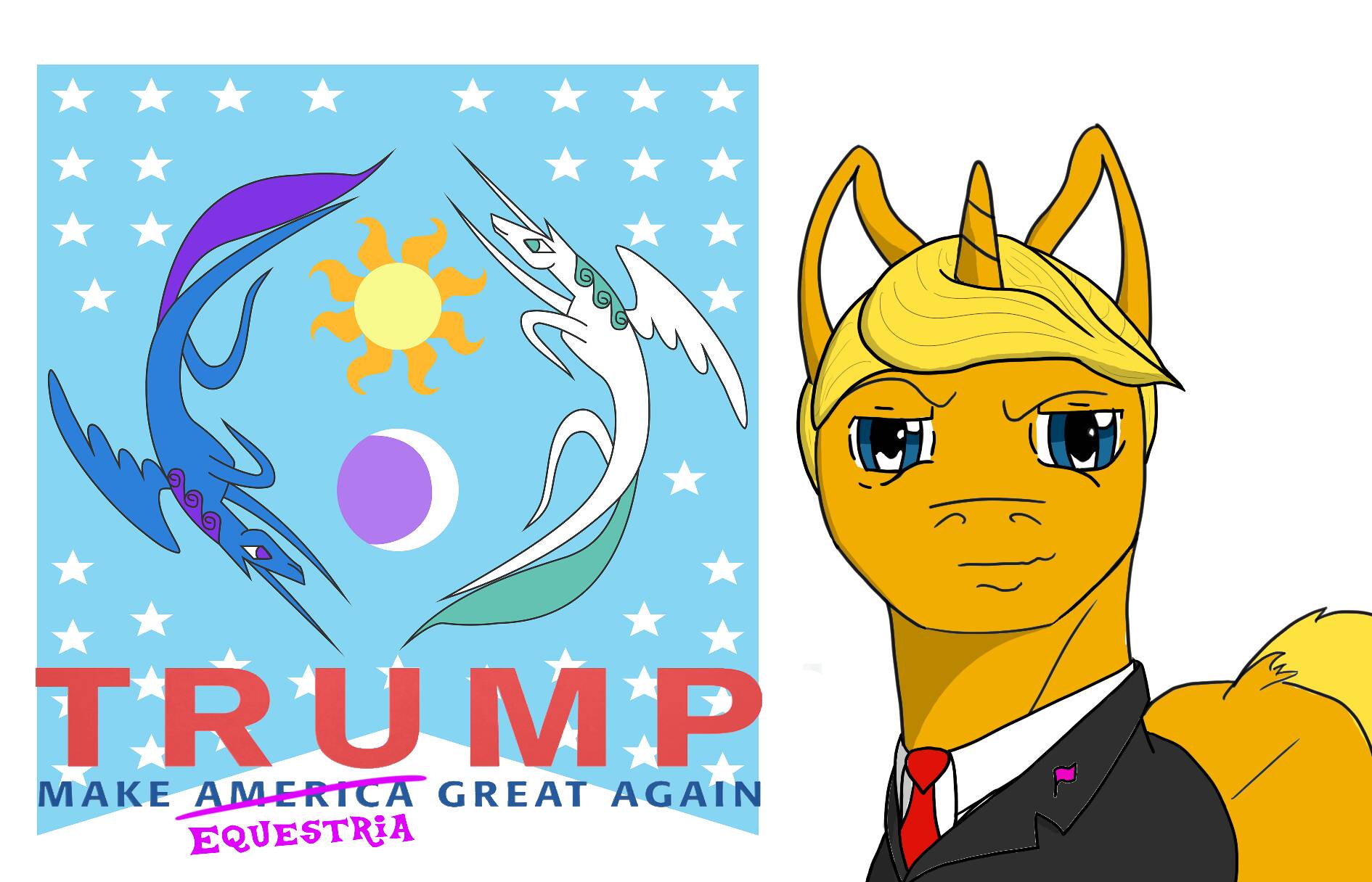 #1346103 - safe, artist:nitsuasensei, oc, oc:donald trump, alicorn ...