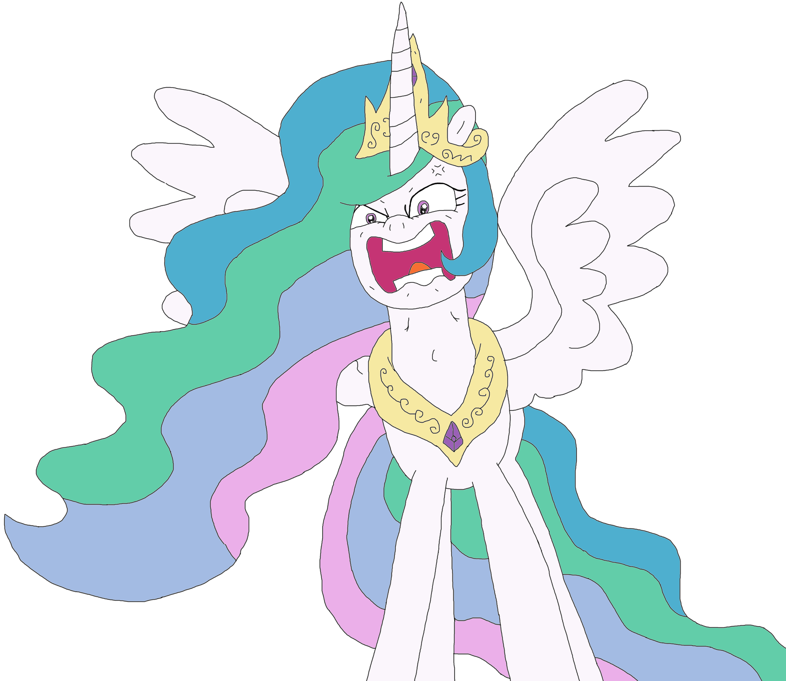 #1581404 - safe, artist:supahdonarudo, princess celestia, angry ...