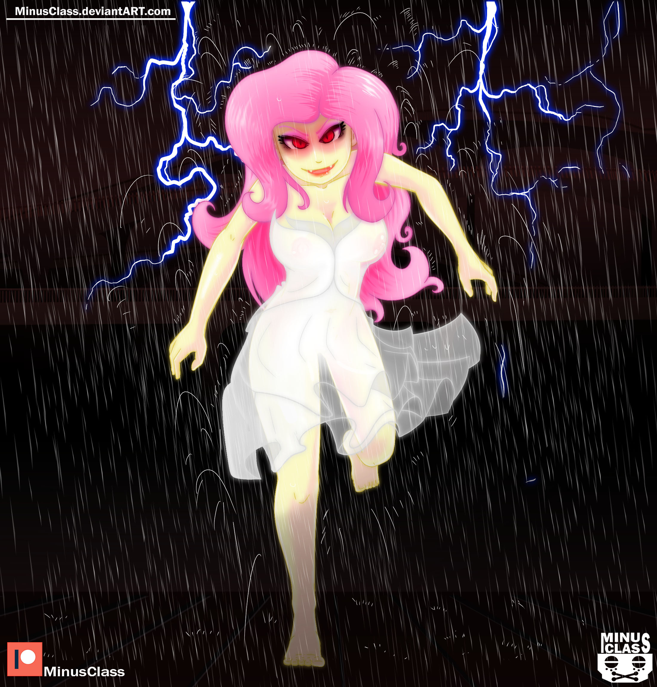 #1612505 - safe, artist:minusclass, fluttershy, vampire, equestria ...