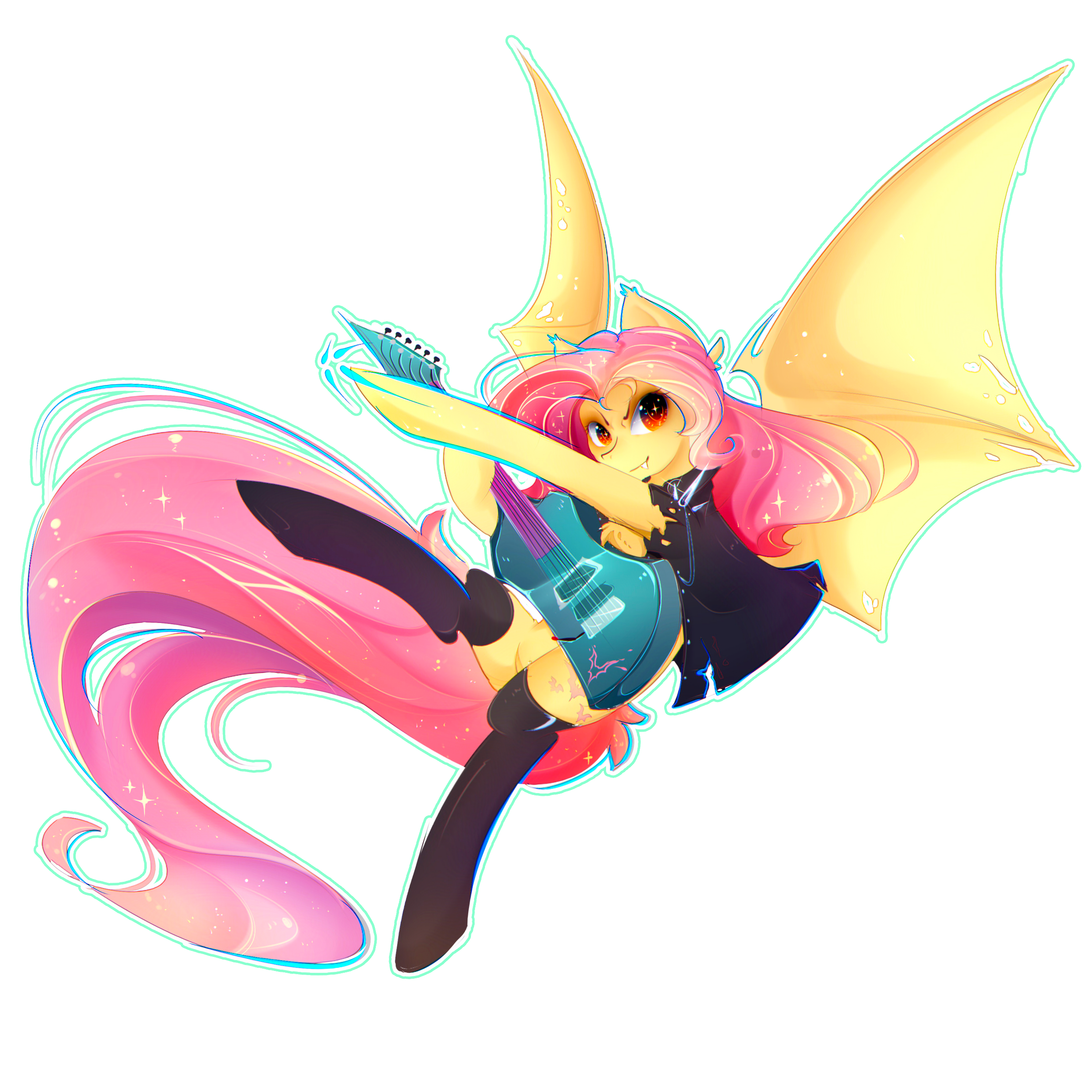#1385297 - safe, artist:koveliana, fluttershy, bat pony, pony, g4 ...
