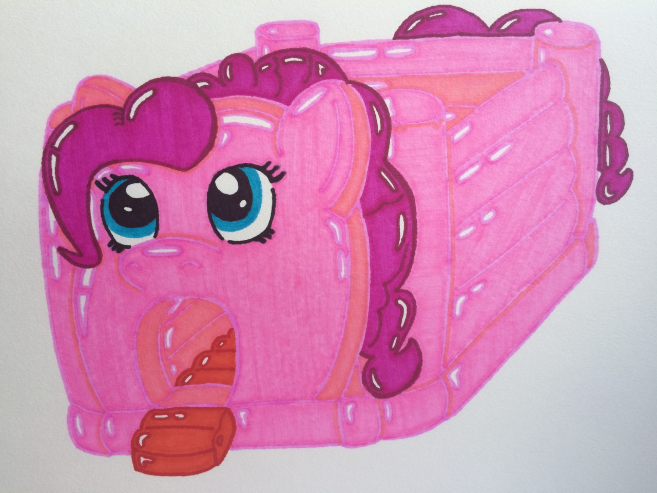 #1400342 - questionable, artist:ikora770, pinkie pie, bouncy castle ...