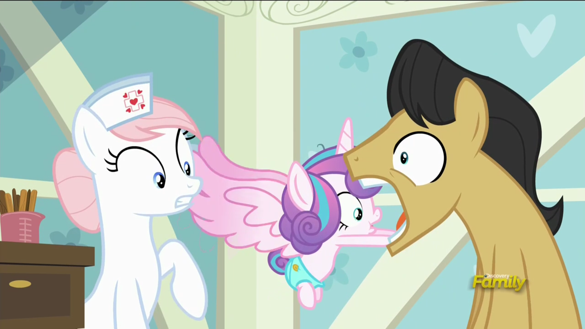 #1418433 - safe, screencap, cherry cola, cherry fizzy, nurse redheart ...