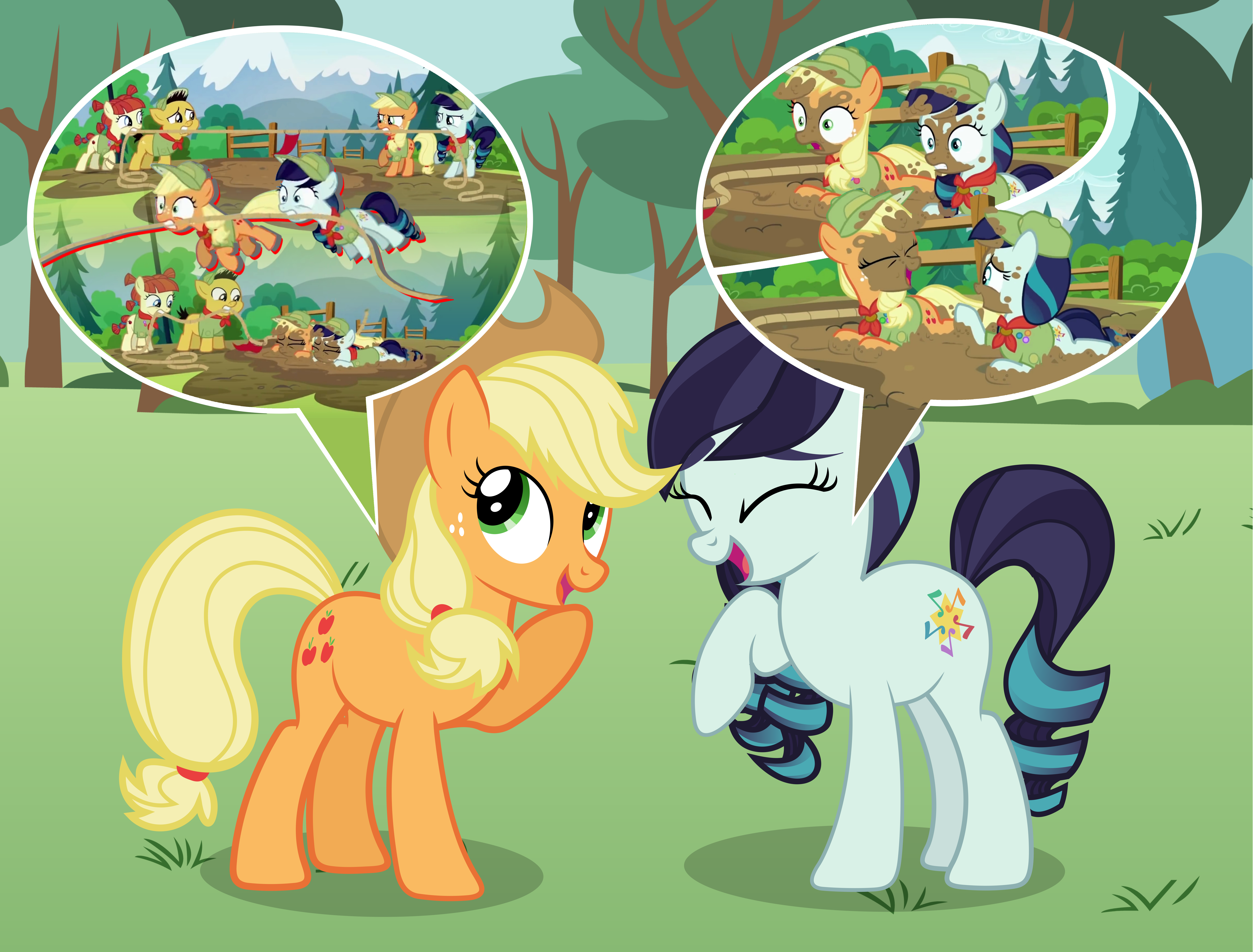 #1422945 - safe, artist:jhayarr23, applejack, coloratura, nature walk ...