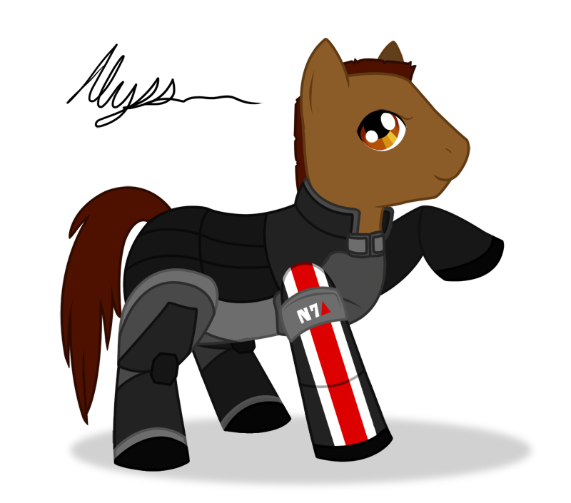 #1402866 - safe, artist:agirl3003, pony, armor, commander shepard, mass ...