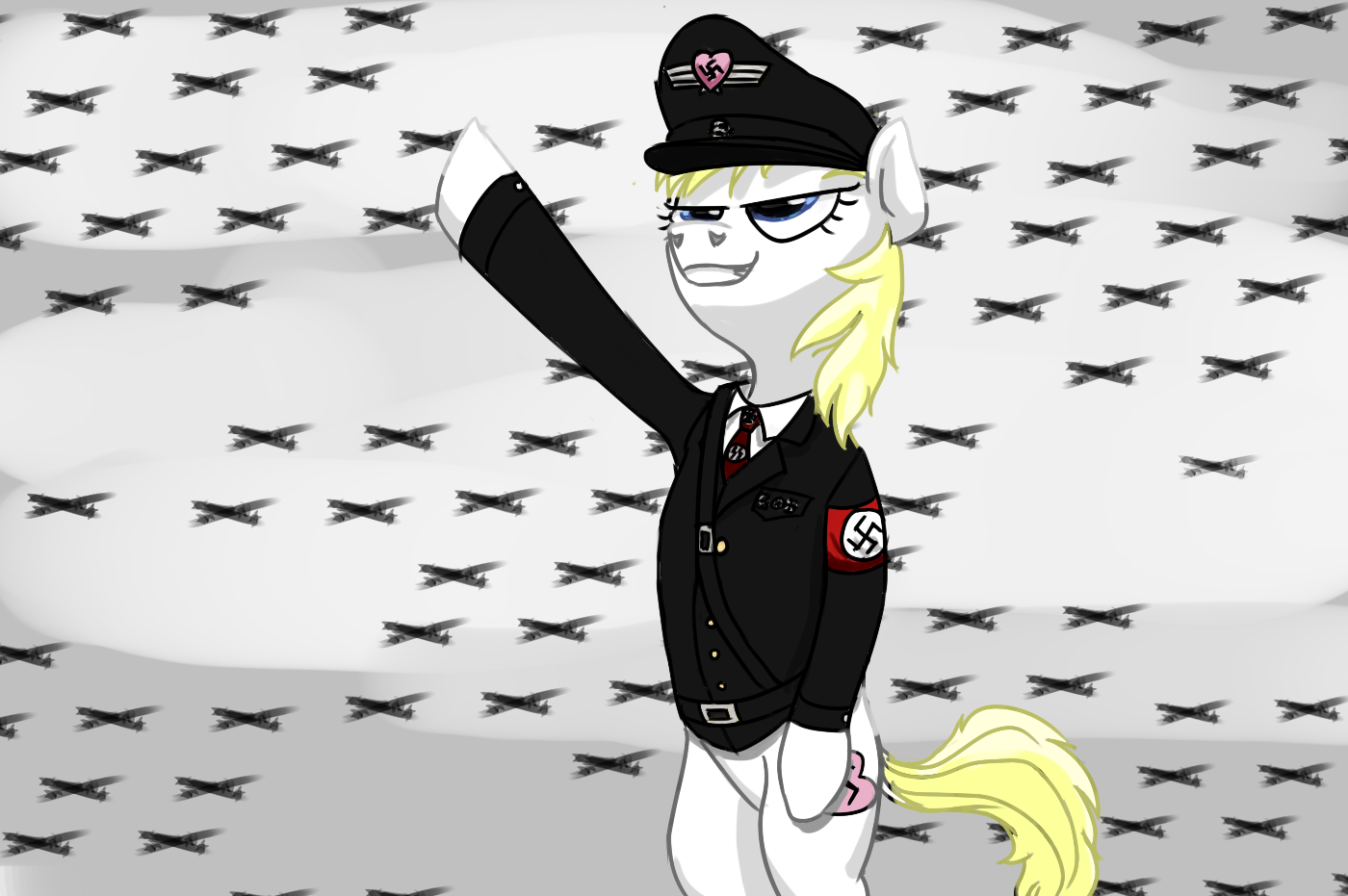 #1446355 - aircraft, bipedal, clothes, earth pony, female, heil, mare ...