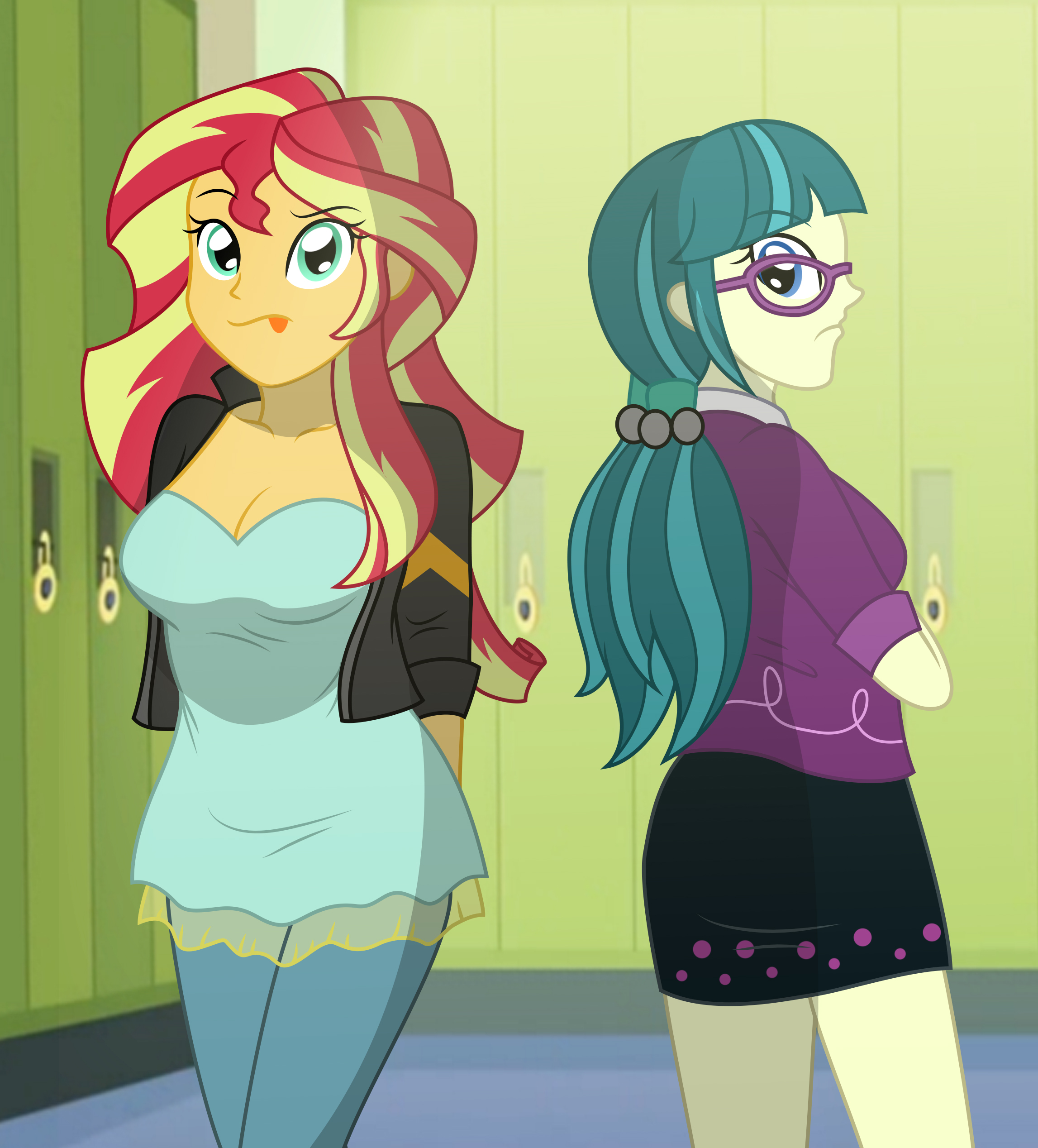 1479987 Safe Artist Sumin6301 Juniper Montage Sunset Shimmer
