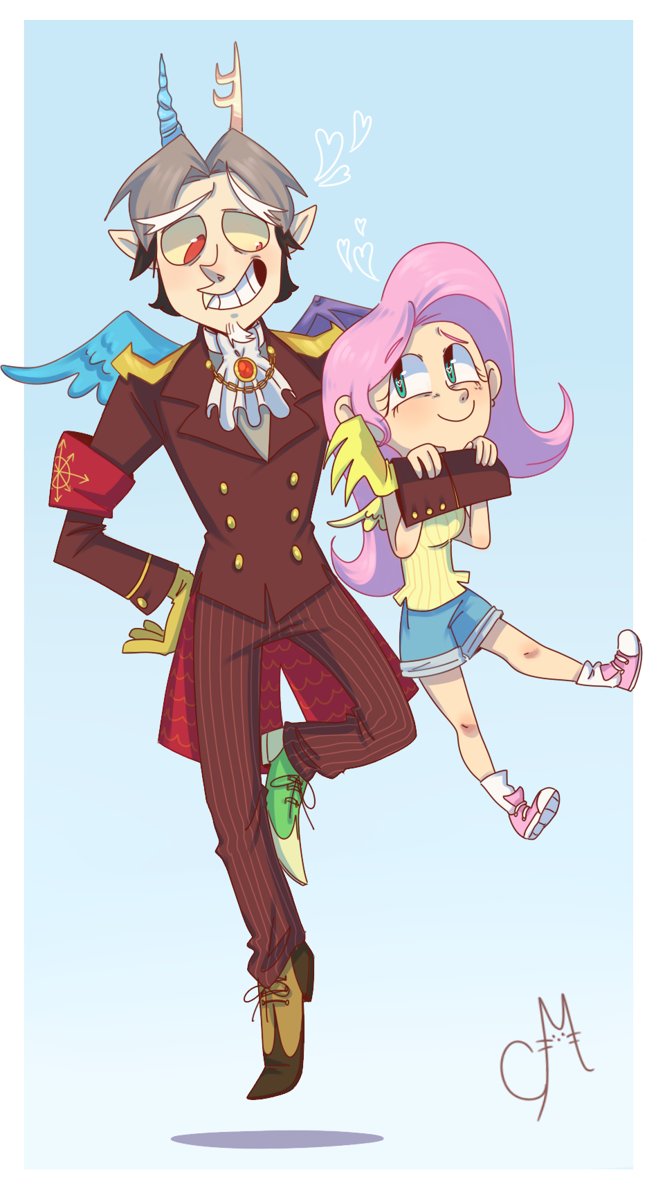 #1509967 - safe, artist:katzelicht, discord, fluttershy, human ...