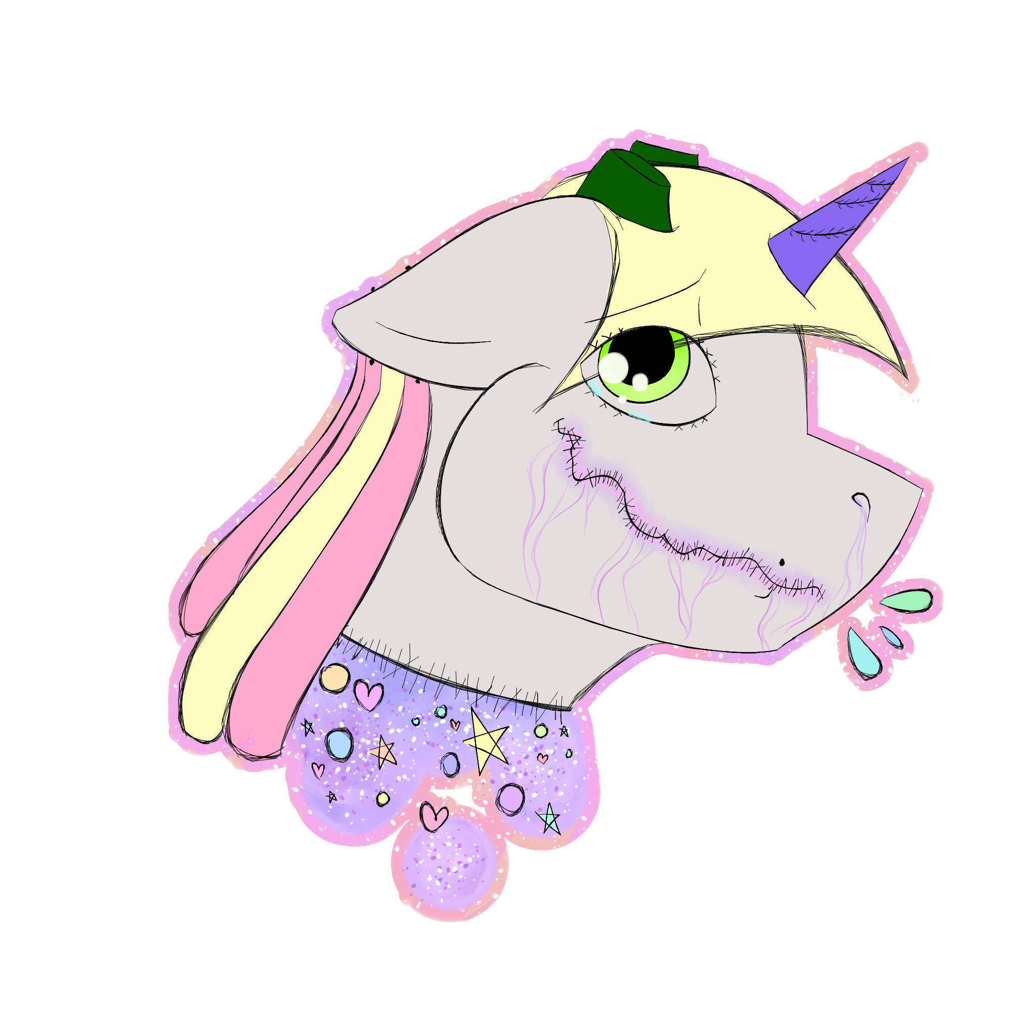 #1523681 - grotesque, semi-grimdark, pony, unicorn, blonde hair, bust ...