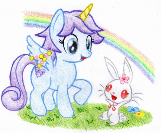 #1539539 - safe, artist:michiito, artist:ミチート, alicorn, pony, rabbit ...