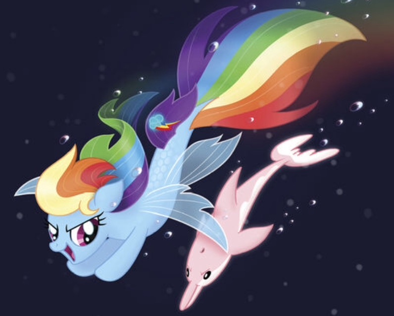 #1525451 - safe, artist:jaqueline anderson, rainbow dash, dolphin ...