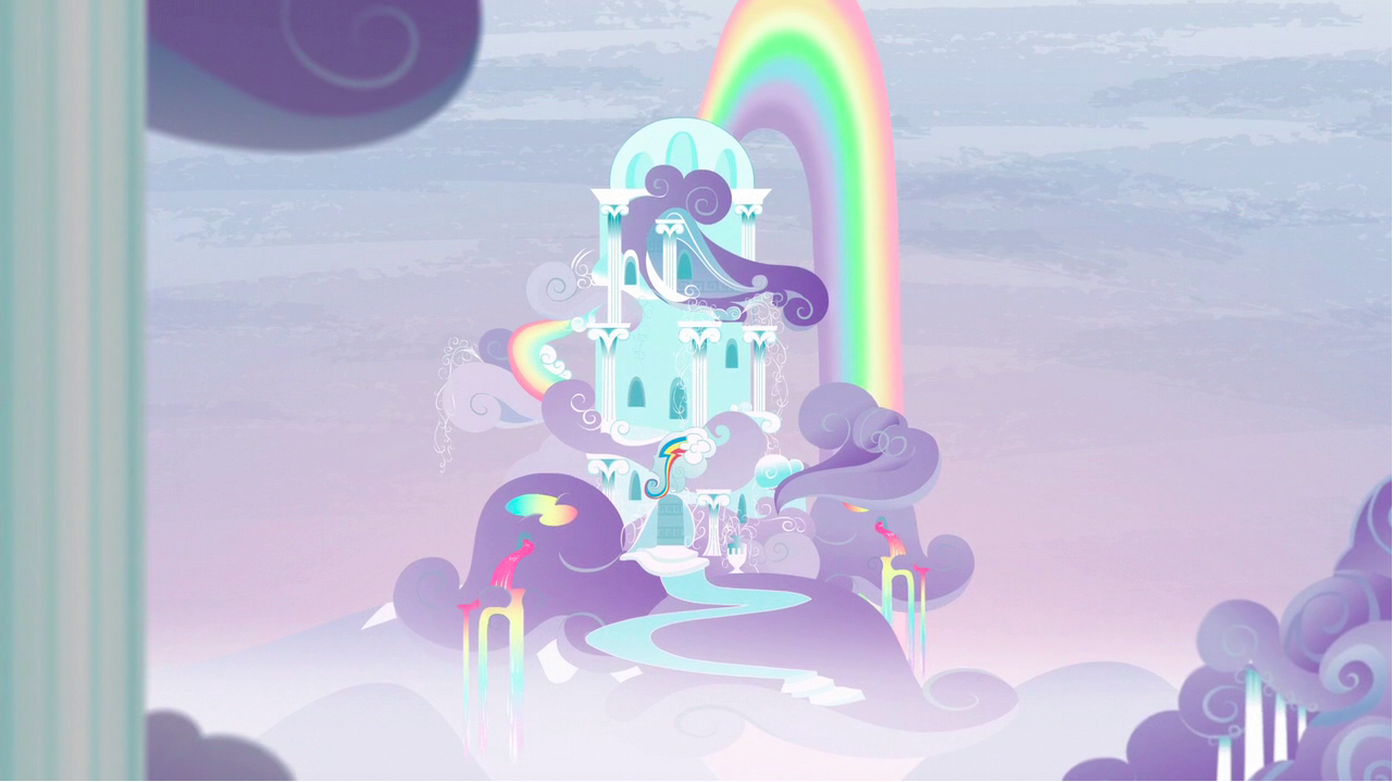 #1637756 - safe, screencap, g4, newbie dash, building, cloud, cloud ...