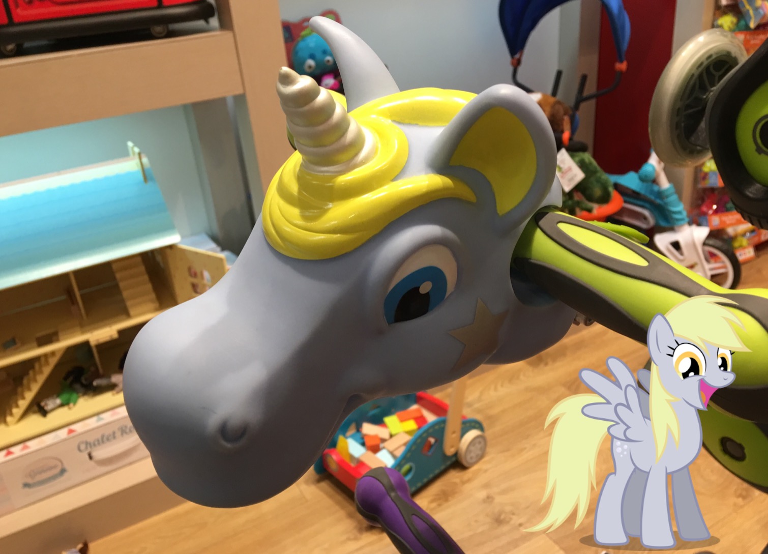 #1622957 - safe, derpy hooves, comparison, kidstuff, scootaheadz, toy ...