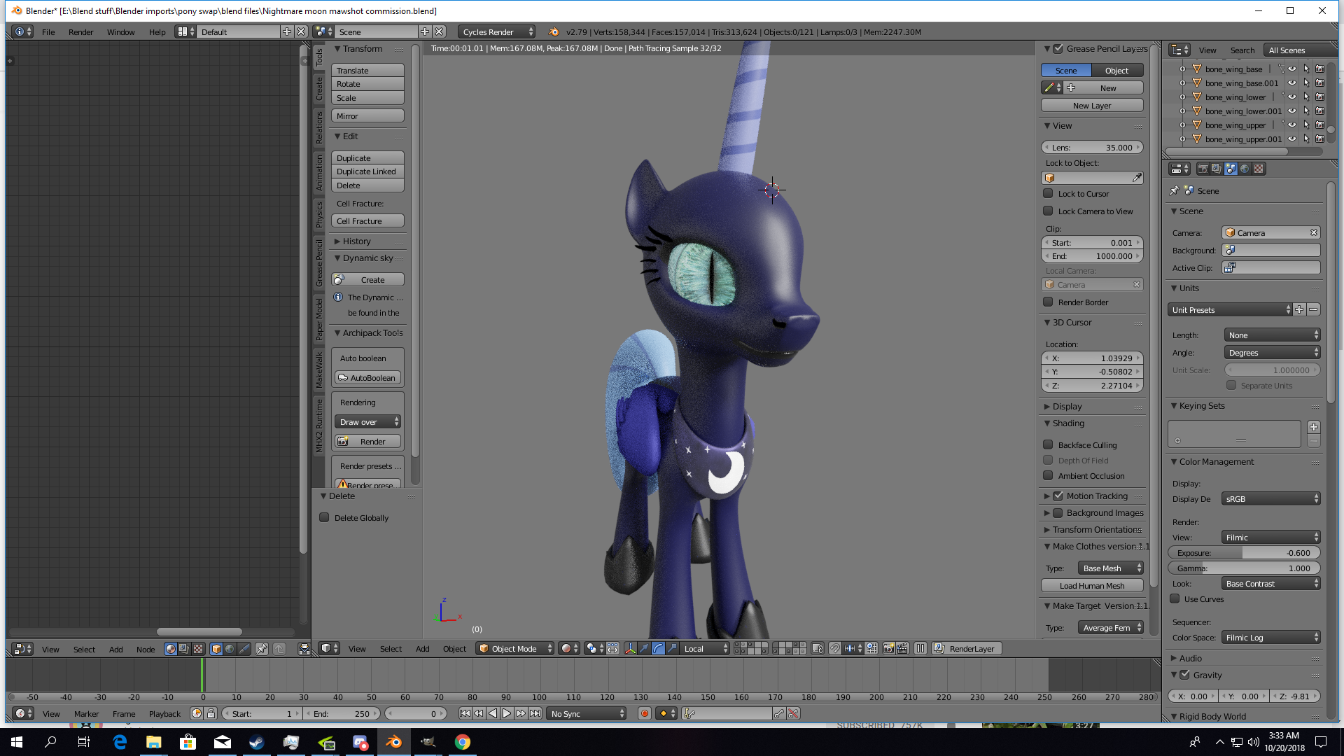 #1861256 - safe, nightmare moon, princess luna, pony, 3d, blender ...