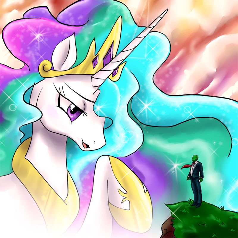 #1880200 - safe, artist:anonymous, princess celestia, oc, oc:anon ...