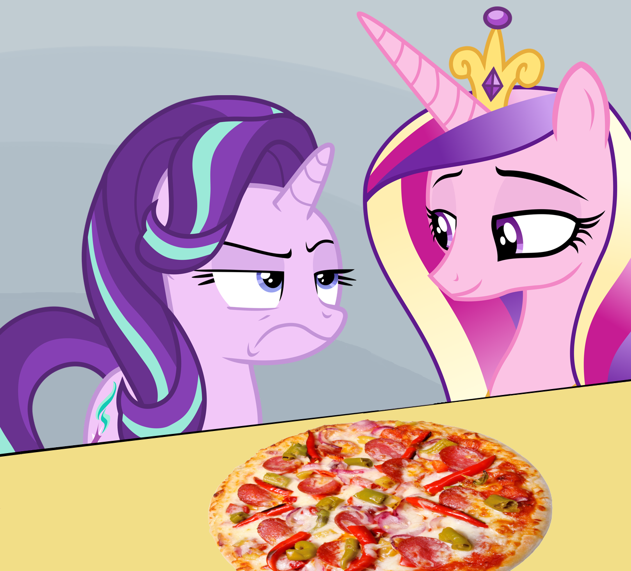 #1884572 - safe, princess cadance, starlight glimmer, food, meat ...