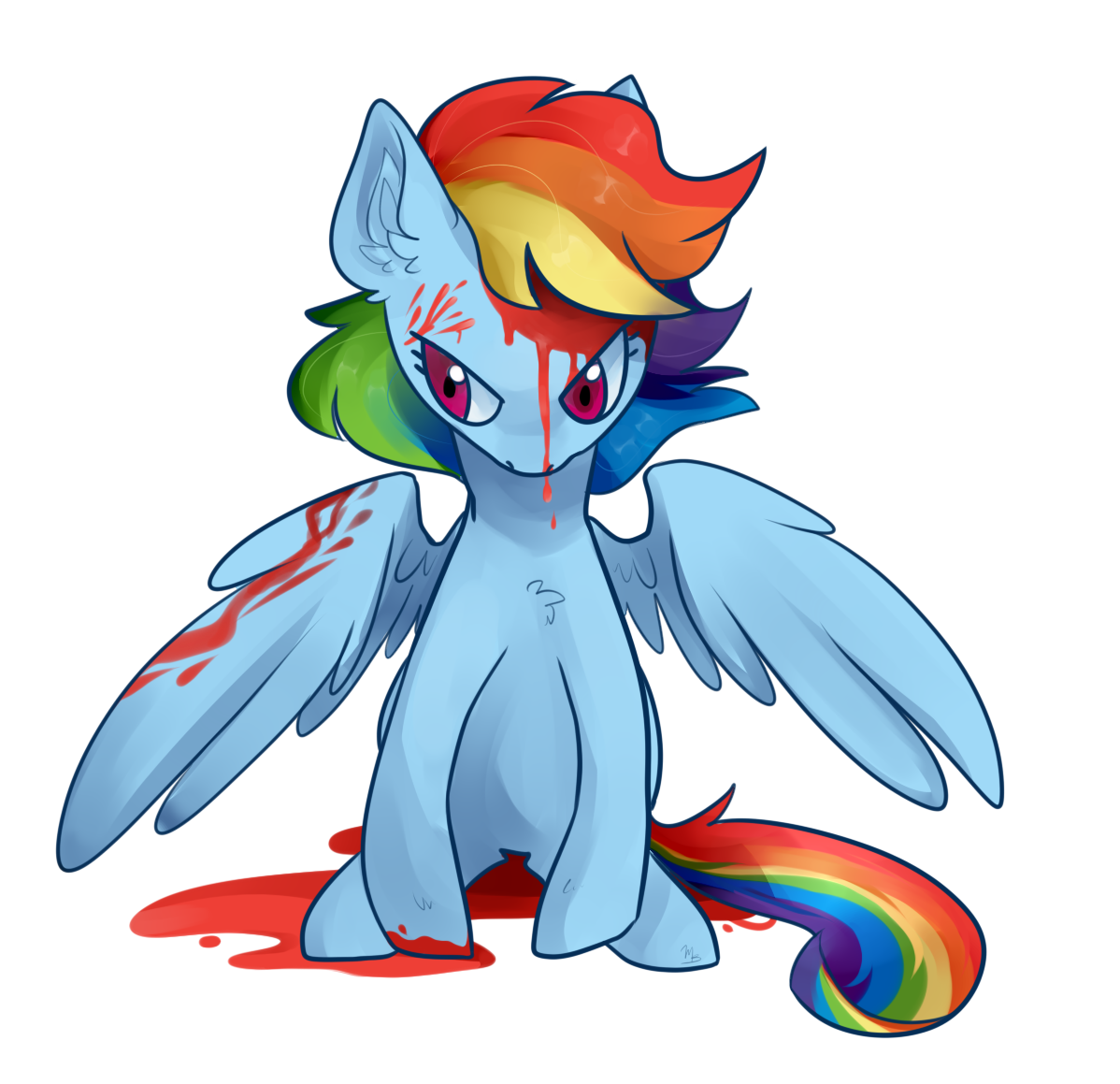 #1677249 - semi-grimdark, artist:goshhhh, rainbow dash, blood, blood on ...