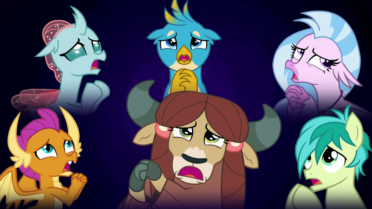 #1691082 - safe, screencap, gallus, ocellus, sandbar, silverstream, smolder, yona, classical ...