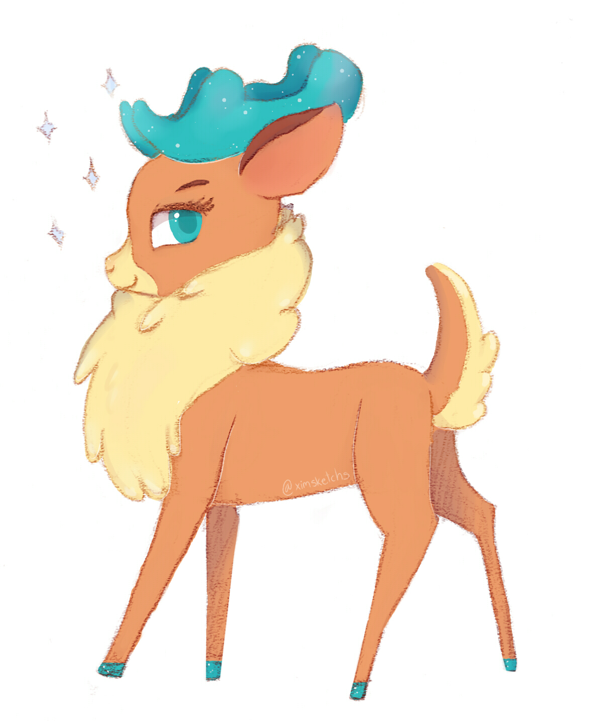 #1713162 - safe, artist:ximsketchs, velvet (tfh), deer, reindeer, them ...