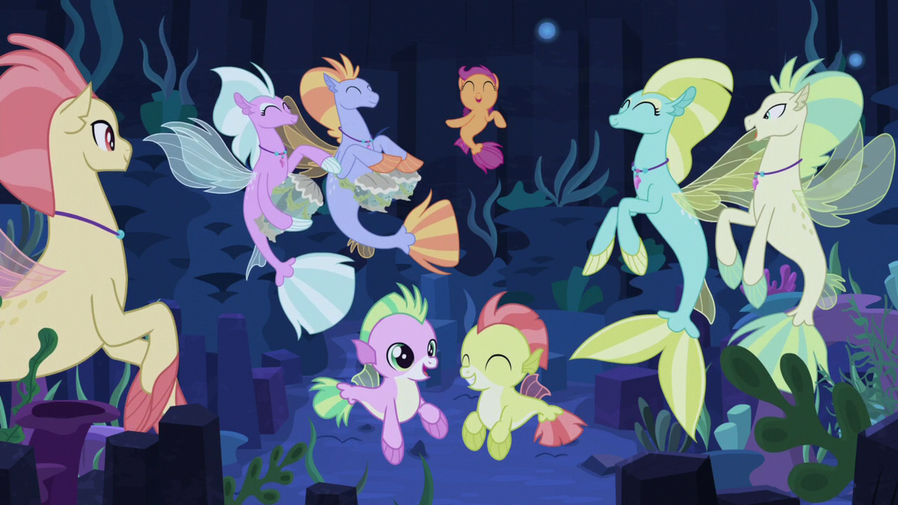 #1714815 - baby seaponies (g4), bongos, cute, cutealoo, dancing, drums, safe, scootaloo ...