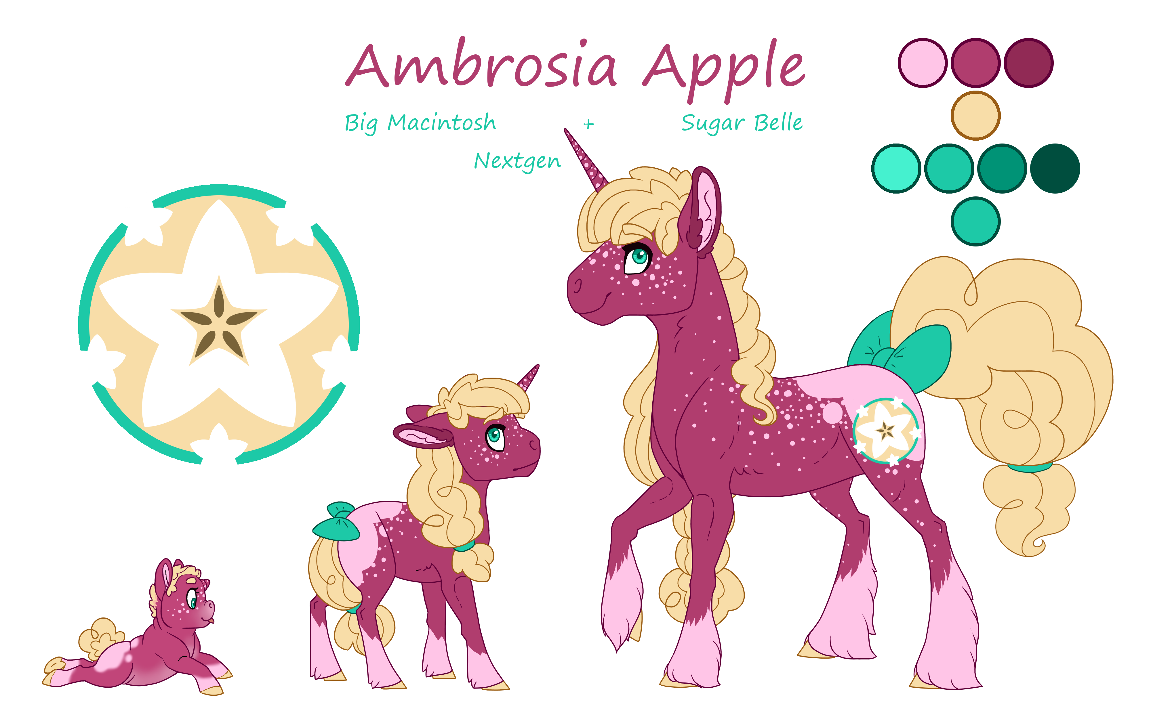#1734379 - safe, artist:jackiebloom, oc, oc:ambrosia apple, pony ...