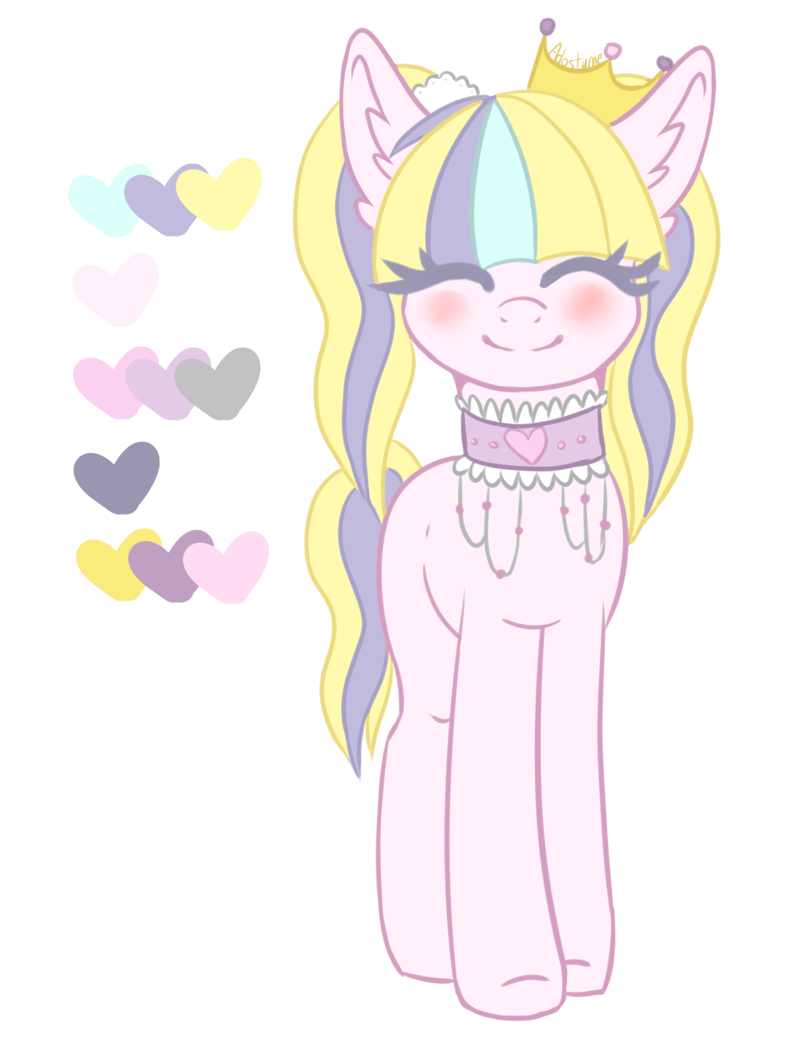 #1744830 - safe, artist:adostume, oc, oc only, earth pony, pony, blushing, choker, crown, happy ...