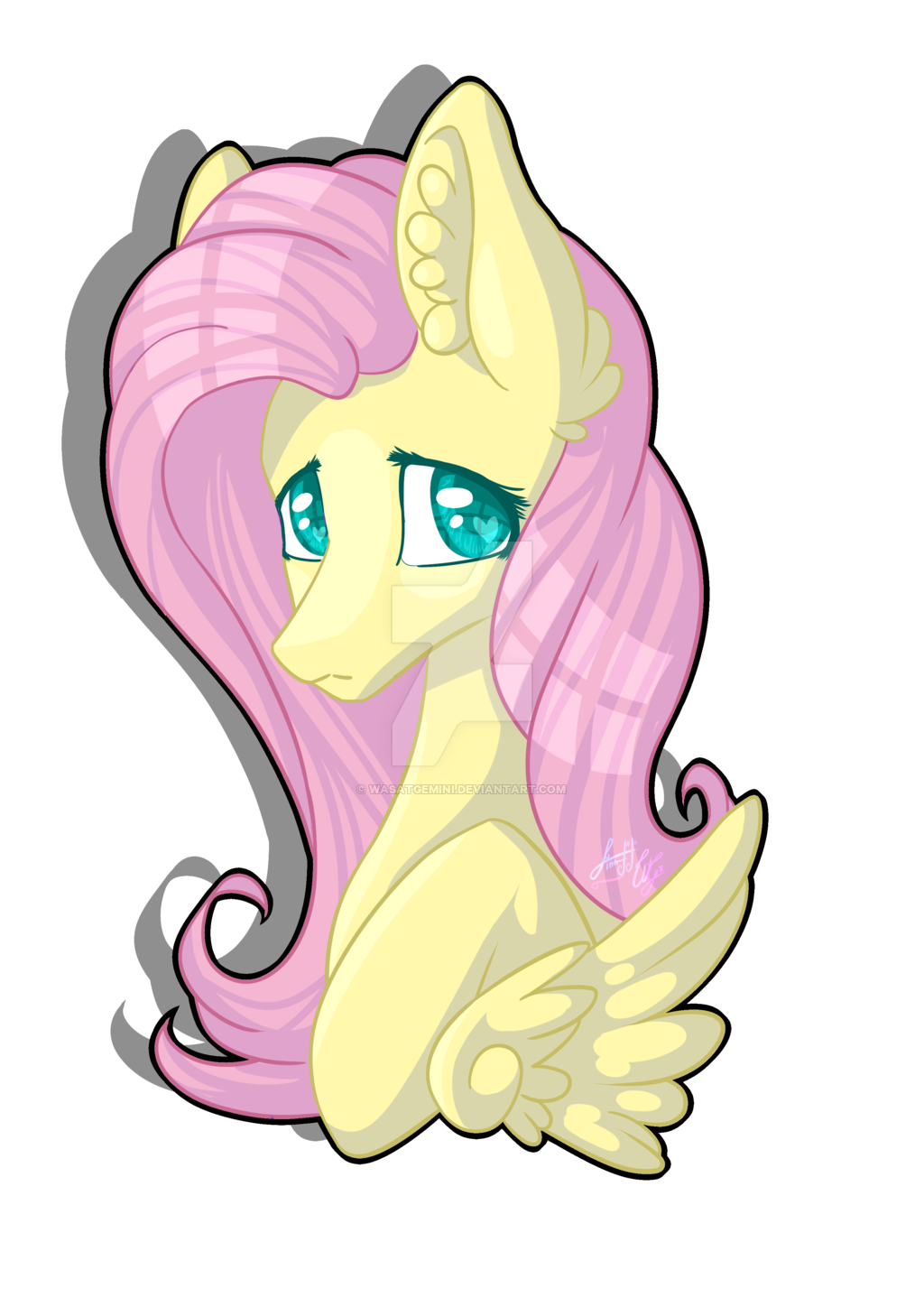 #1753249 - safe, artist:wasatgemini, fluttershy, pony, g4, bust, female ...