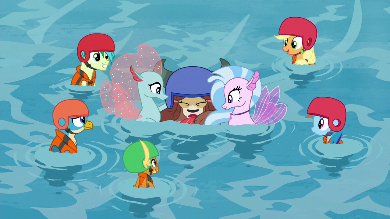 #1789013 - safe, screencap, applejack, gallus, ocellus, rainbow dash ...